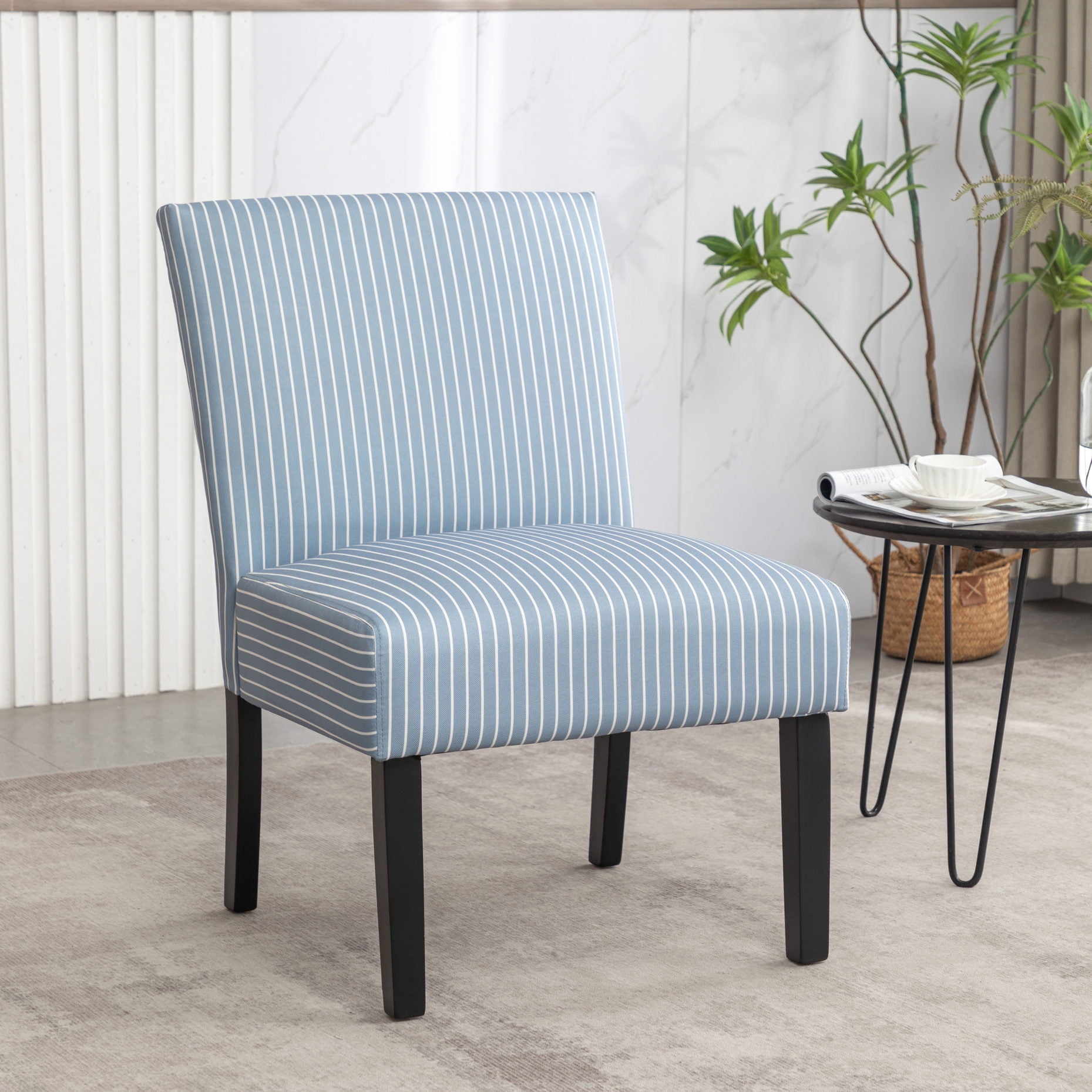 Blue Stripe Upholstered Chair for Living | Great for Relaxing in Any ...
