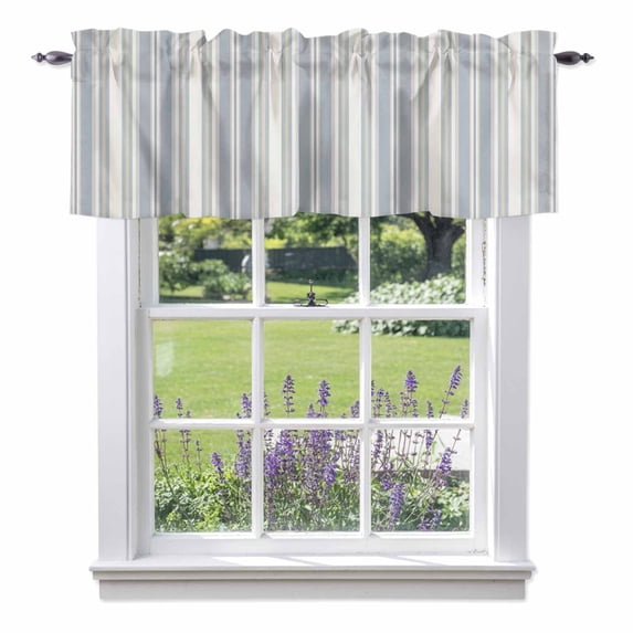 Blue Stripe Valances for Windows Vintage Abstract Art Farmhouse Blue ...