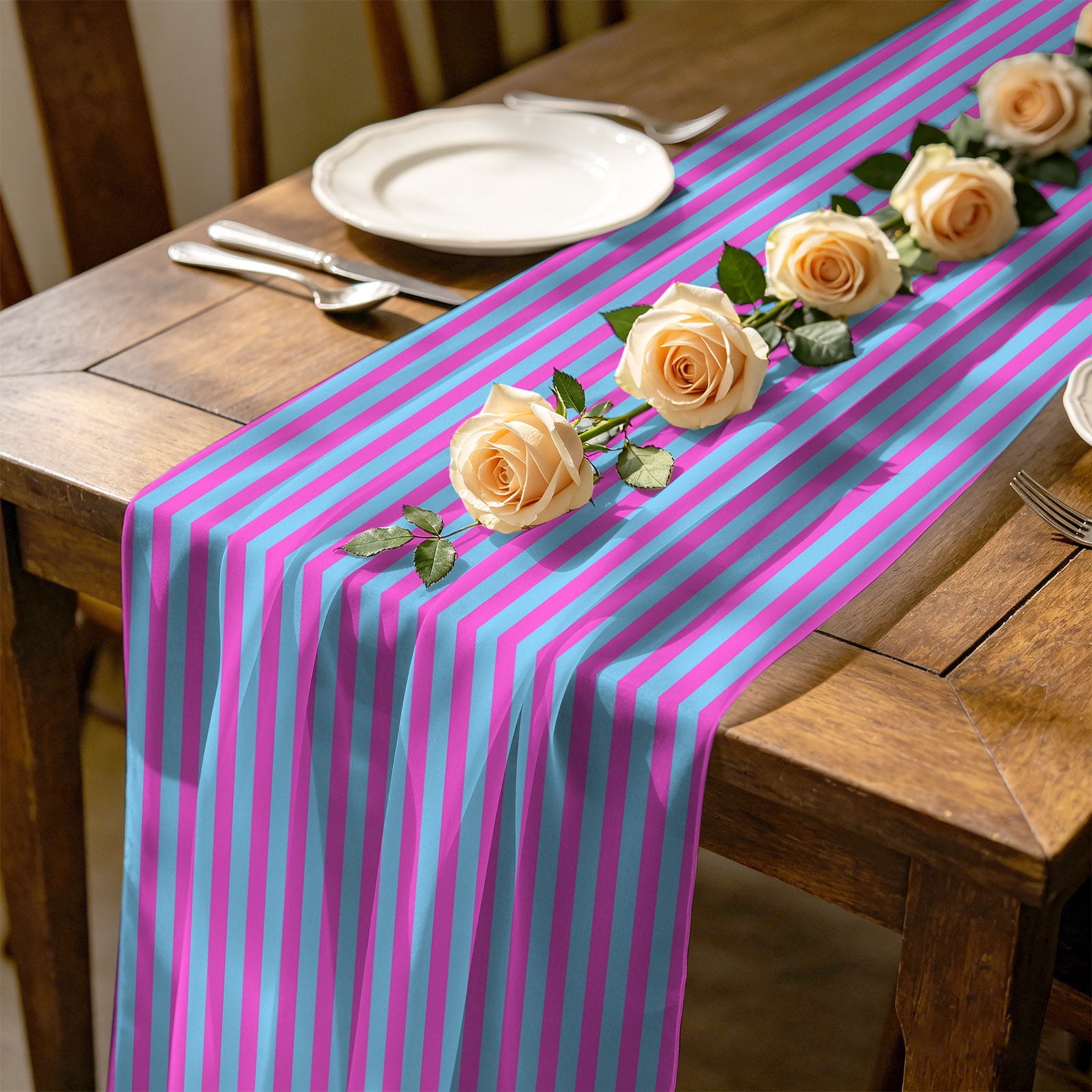 Blue Striped 10 ft Cheesecloth Table Runner for Wedding 27"x120 ...