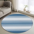 Blue Striped 3FT Round Area Rugs Modern Farmhouse Stripe Minimalist ...