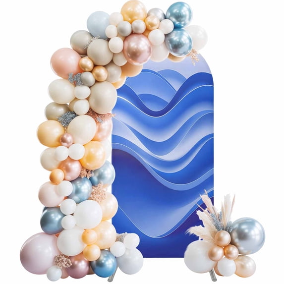 Blue Striped Arch Backdrop Cover 4x1.65 Ft, Spandex Wedding Arch Stand ...