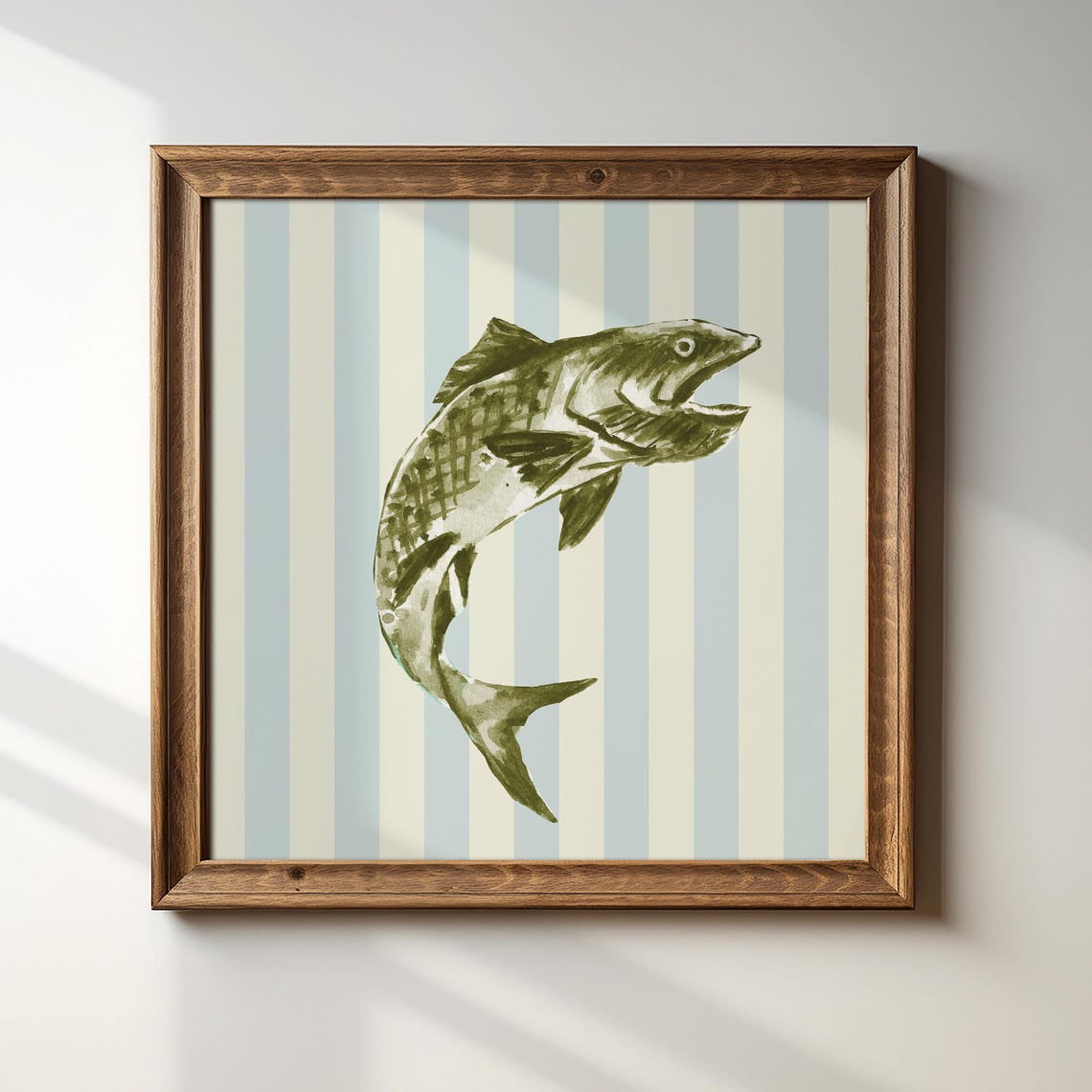 Blue Striped Barracuda Fish Print, Instant Trendy Decor, Living Room ...