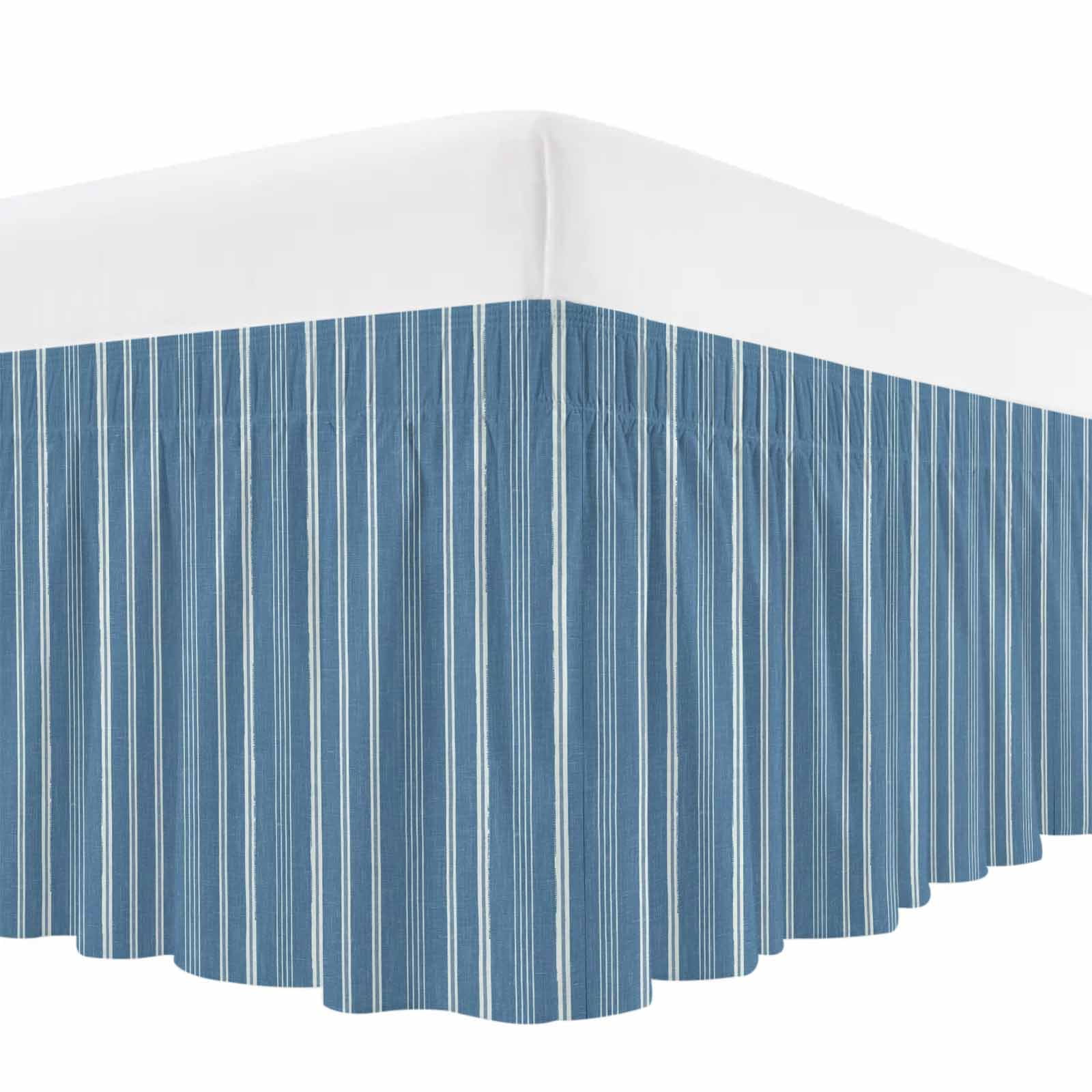 Blue Striped Bed Skirt California King Size 16 Inch Drop, Minimalism ...