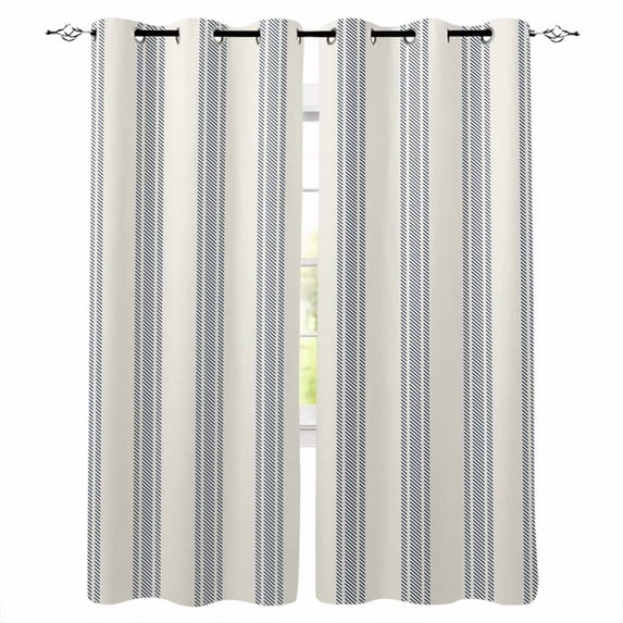 Blue Striped Blackout Curtains 54 Inches Long, Modern Stripes Farmhouse ...