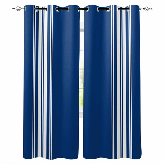 Blue Striped Blackout Curtains 96 Inches Long, Farmhouse Blue White ...