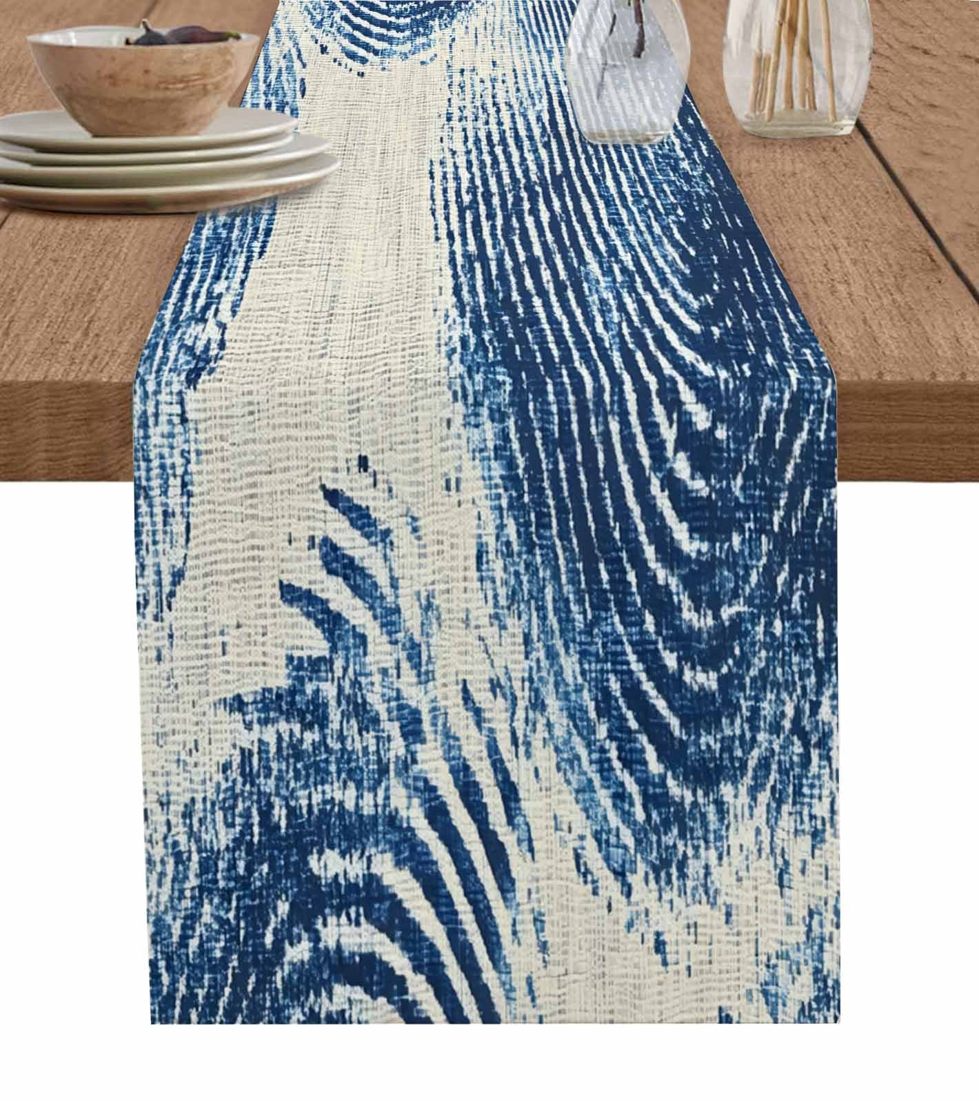 Blue Striped Burlap Cotton Table Runner 18x72 Inches Long, Modern ...