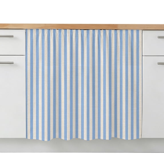 Blue Striped Cabinet Curtains 28"W x 35"L,Dustproof Sink Skirt Curtain ...
