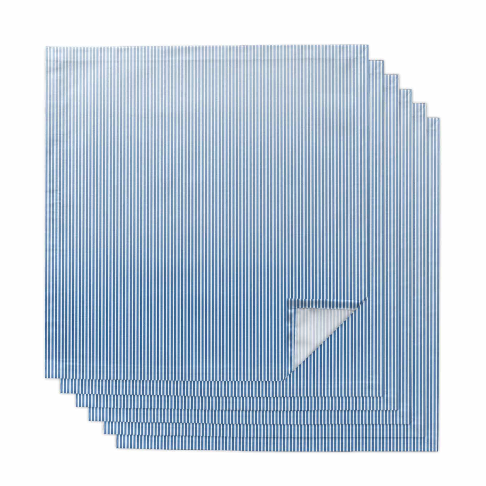 Blue Striped Cloth Napkins, Modern Minimalist Ombre Vertical Stripes ...