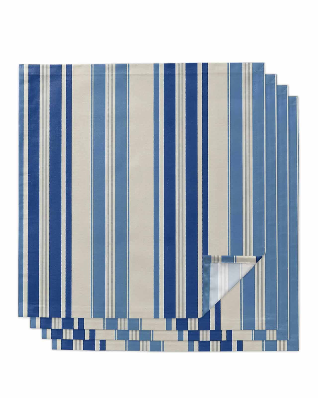 Blue Striped Cloth Napkins Set of 4 Reusable Dinner Napkins, Farmhouse ...