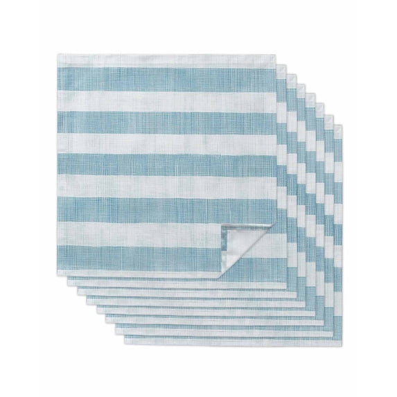 Blue Striped Cloth Napkins Set of 8 Reusable Dinner Napkins, Rustic ...