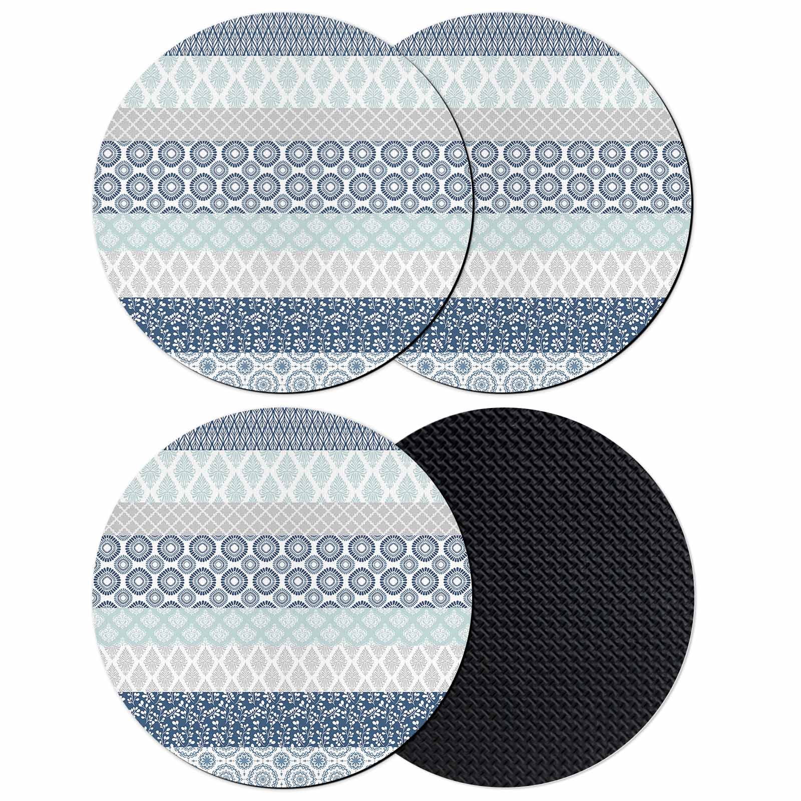 Blue Striped Coasters Set of 4, Boho Modern Geometric Abstract Art ...
