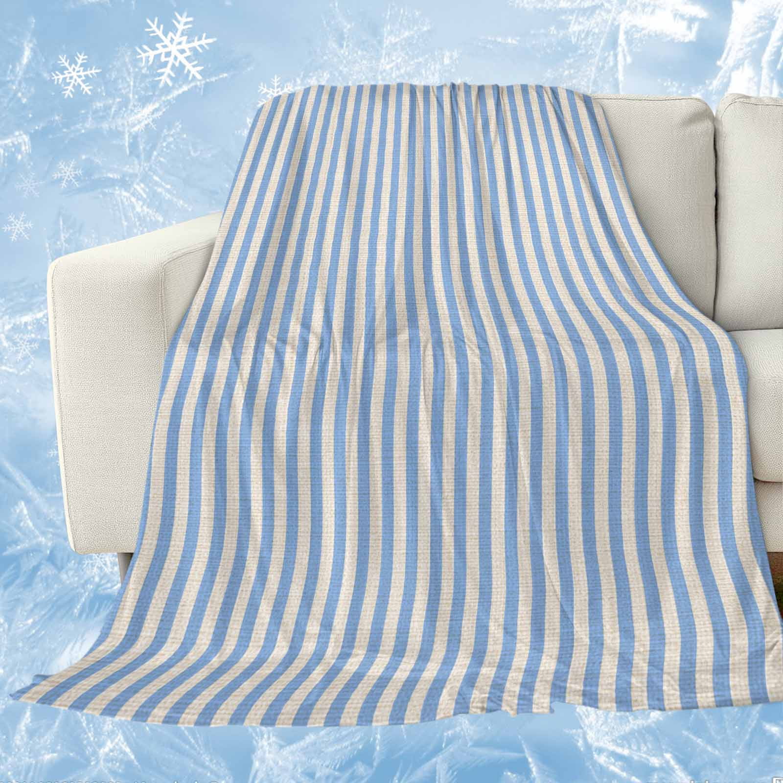 Blue Striped Cooling Blanket, Lightweight Breathable Summer Throw ...