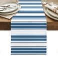 Blue Striped Cotton Linen Table Runner Vertical Stripe Modern ...