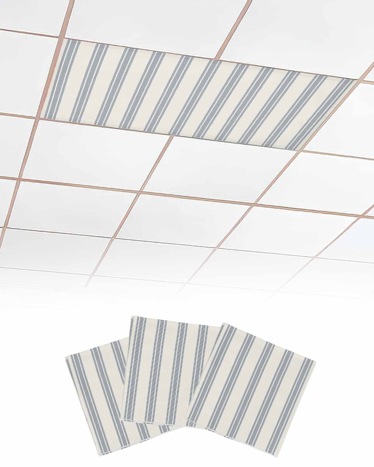 Blue Striped Fluorescent Light Covers for Ceiling Lights 4x2 feet, 3 ...