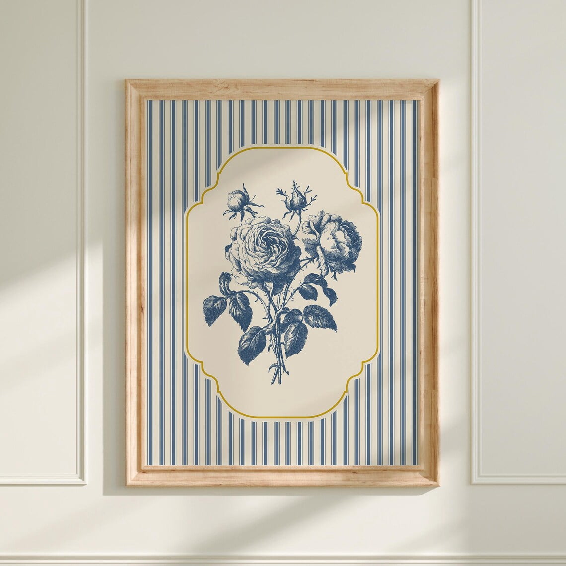 Blue Striped French Country Rustic Cottage Vintage Floral Farmhouse ...