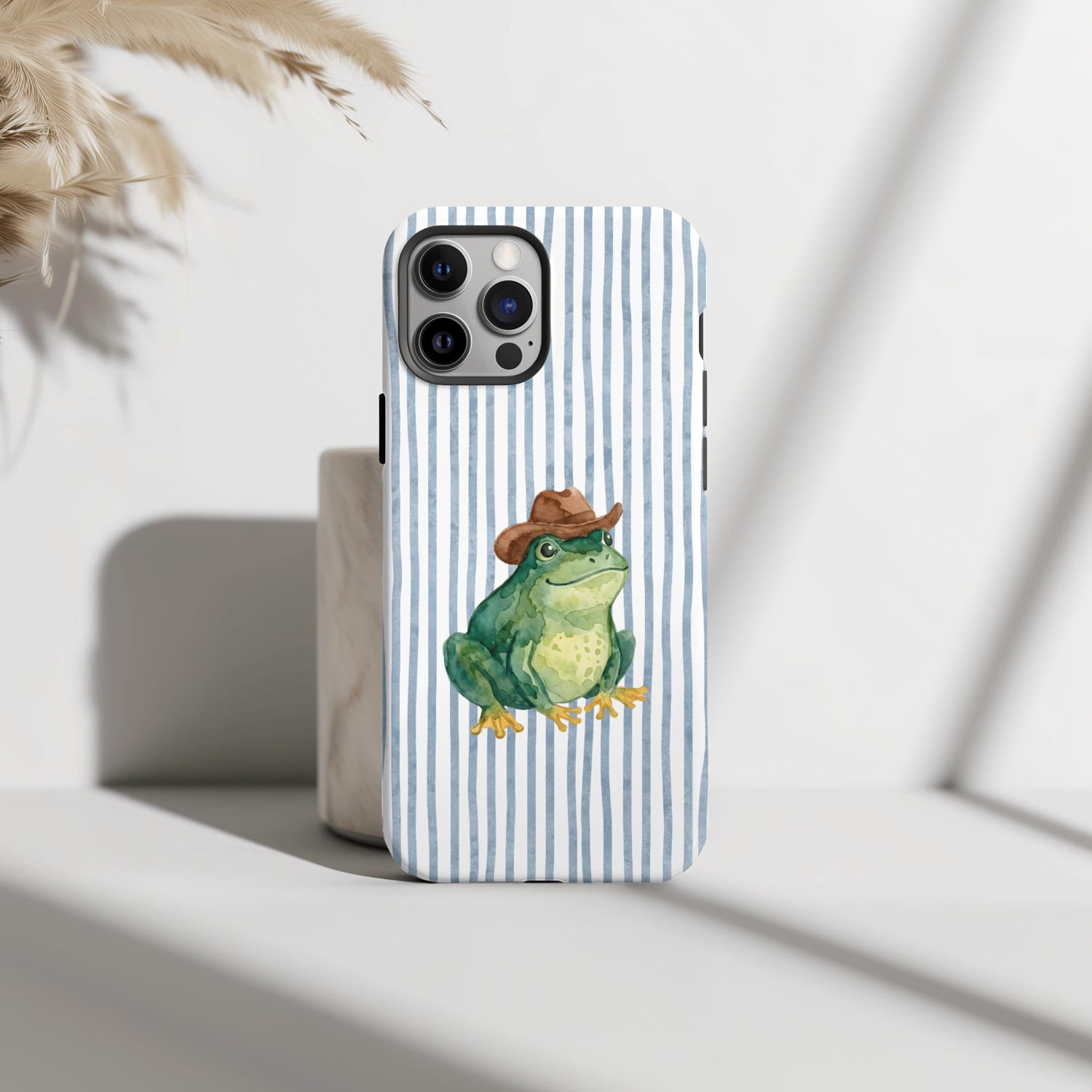 Blue Striped Frog Phone case Cute Frog Phonecase for iPhone 17 16 15 14 ...