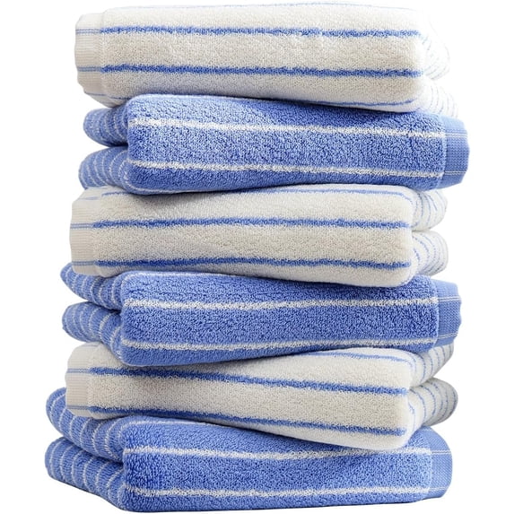 Blue Striped Hand Towels Set of 6 13 In By 29 In 100 Percent Cotton ...