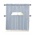 Blue Striped Kitchen Curtain and Valance Set 3 Pieces,Rod Pocket Short ...