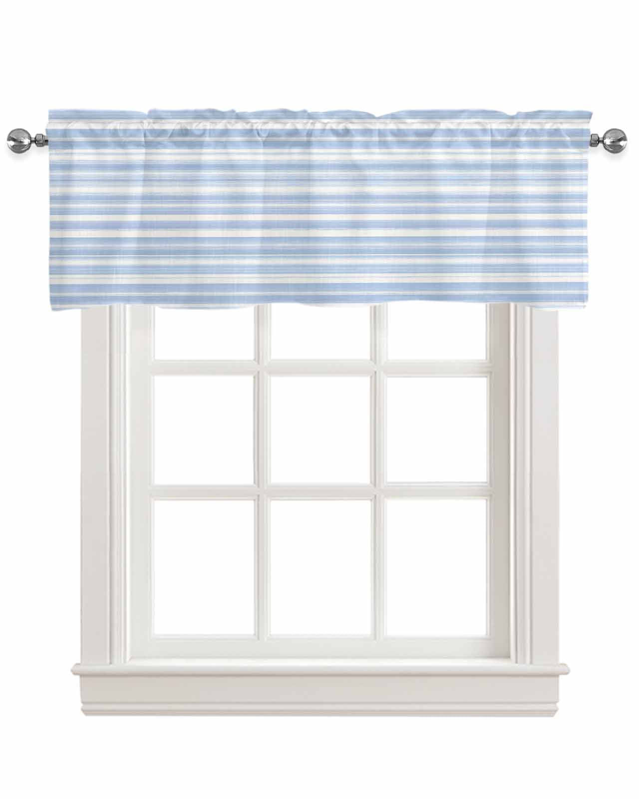 Blue Striped Kitchen Valances for Windows Farmhouse Linen Window ...
