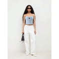 Blue Striped Knit Tube Top With Keyhole Cutout And Twisted Front ...