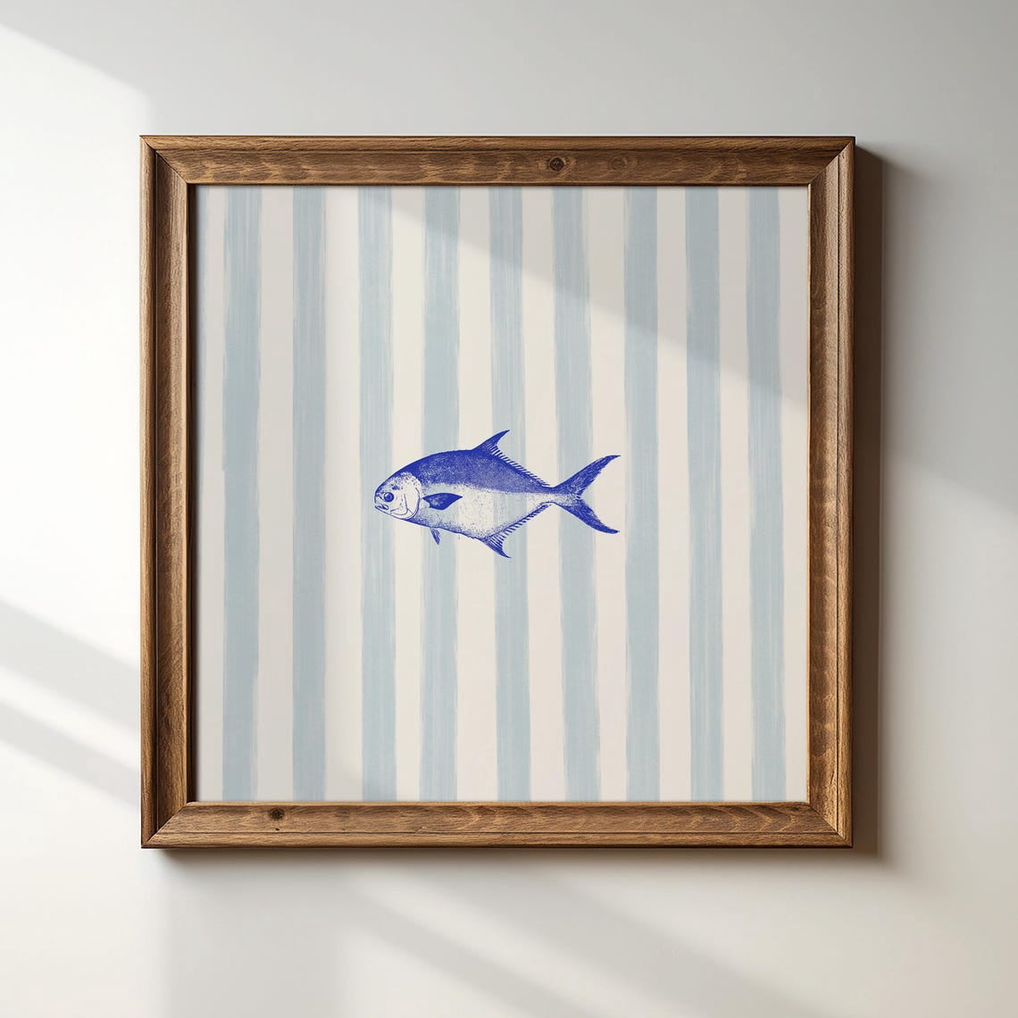 Blue Striped Line Fish Print, Instant Trendy Decor, Beach House Decor ...