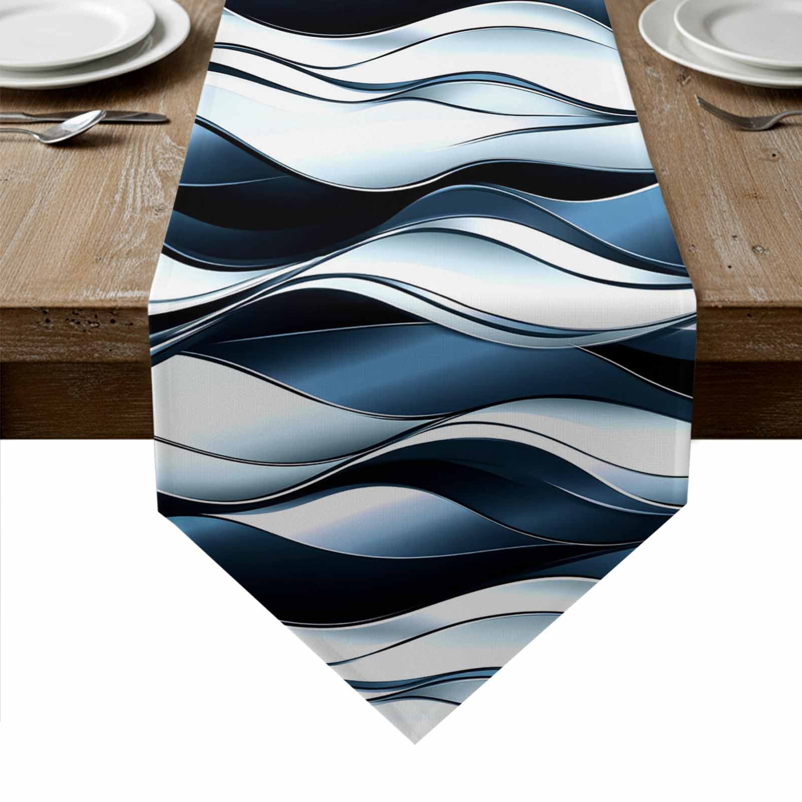 Blue Striped Ombre Table Runner Linen Burlap Table Runner 90 Inches ...