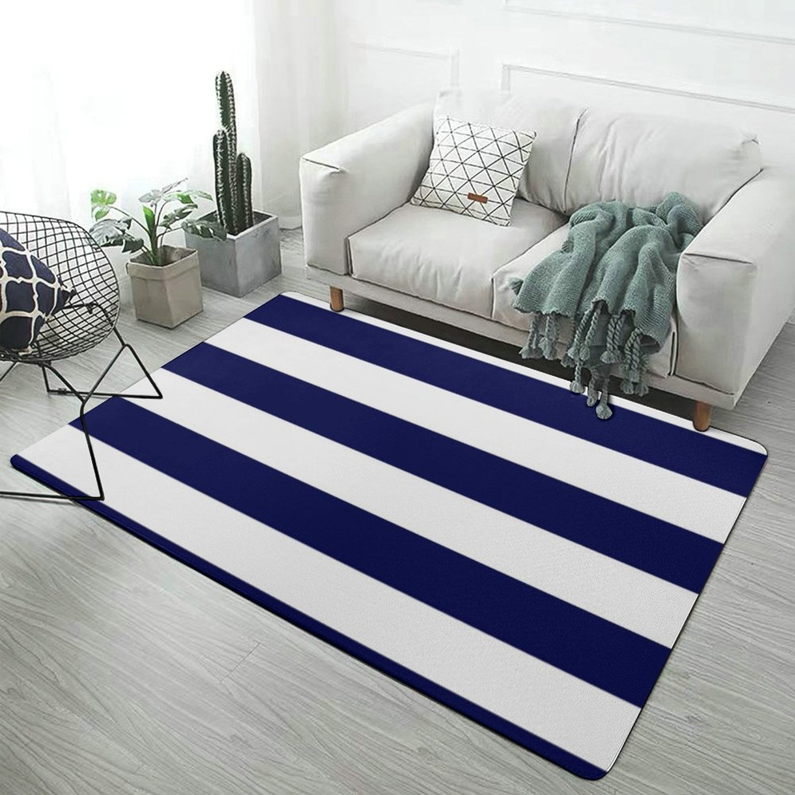 Blue Striped Pattern Home Decor Living Room Carpet Non-slip Hotel Lobby ...