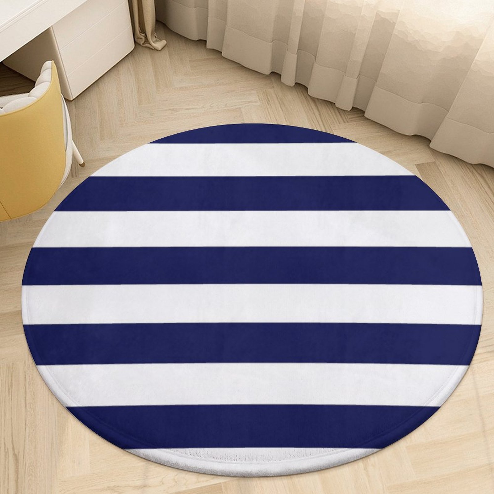 Blue Striped Pattern Round Area Rugs for Bedroom Living Room, 5FT Soft ...