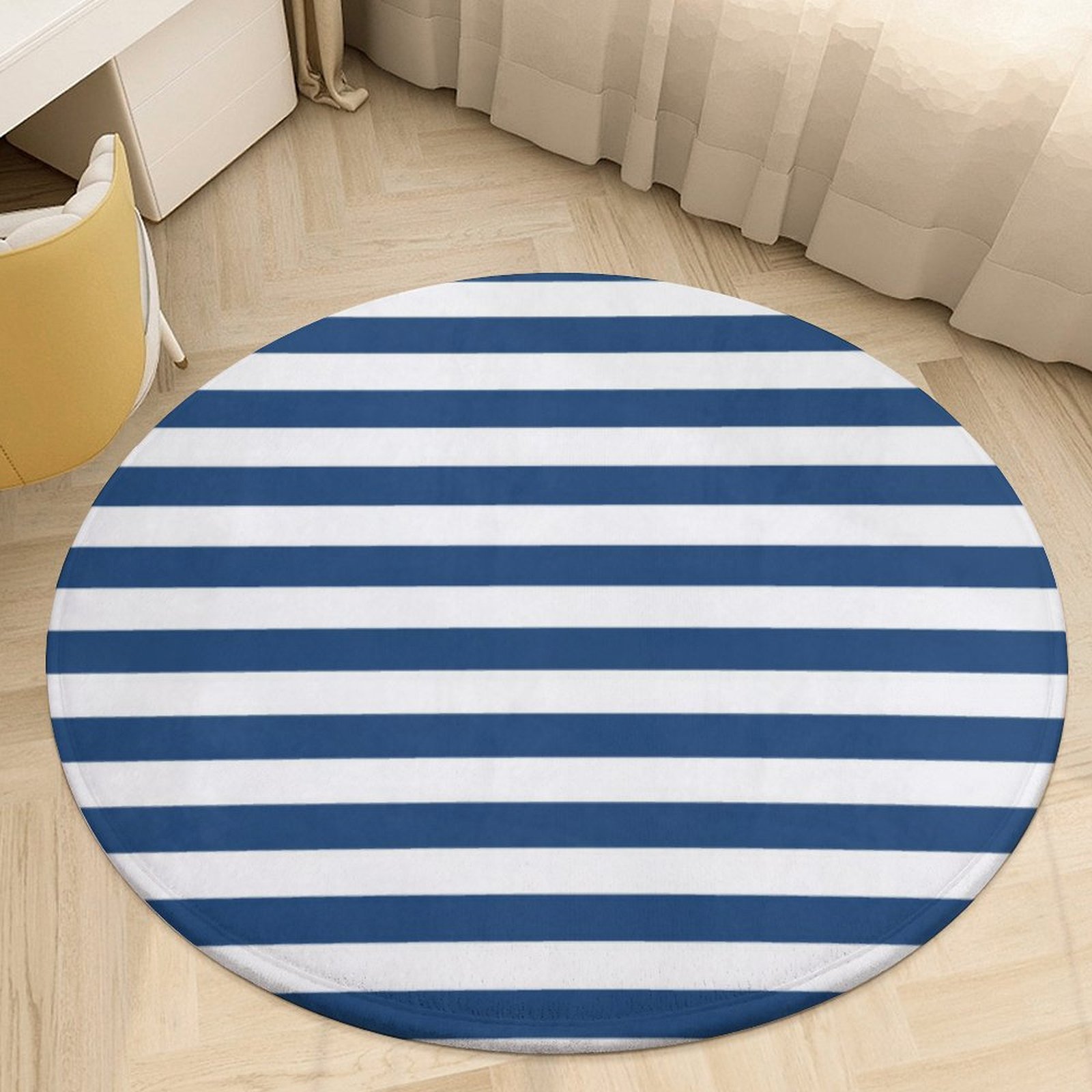 Blue Striped Pattern Round Area Rugs for Bedroom Living Room, 6FT Soft ...