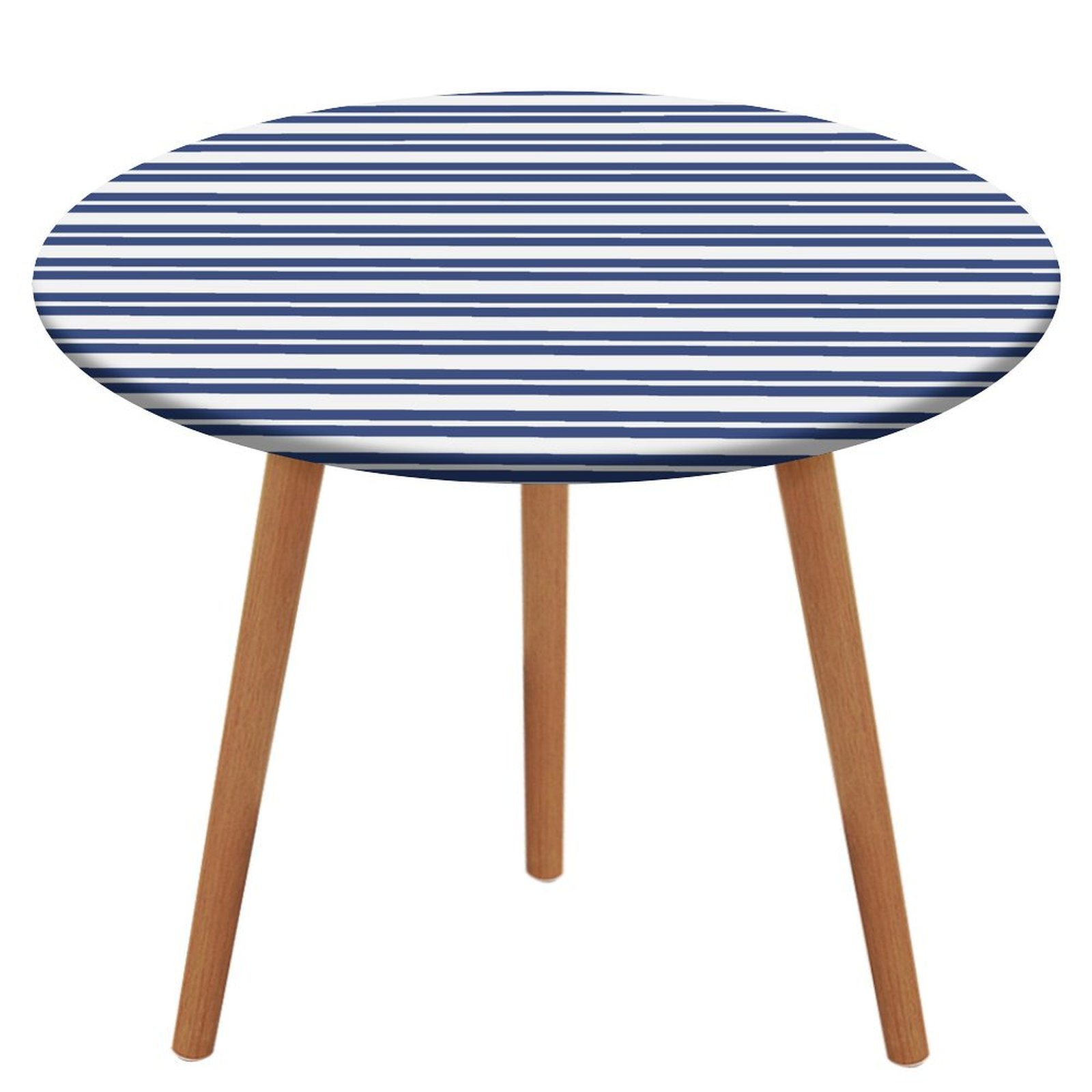 Blue Striped Pattern Tablecloth Round Elastic Fitted Waterproof Table ...