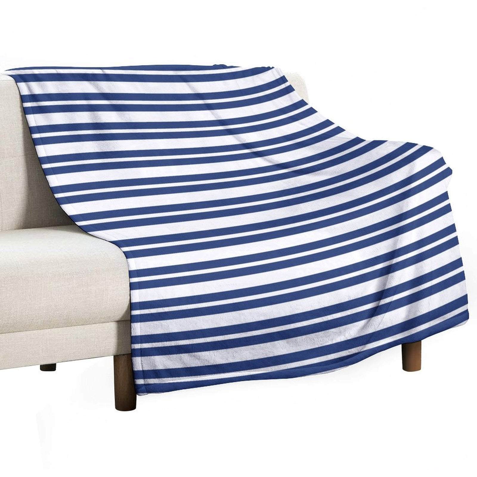 Blue Striped Pattern Throw Blanket Warm Microfiber Flannel Bedroom ...
