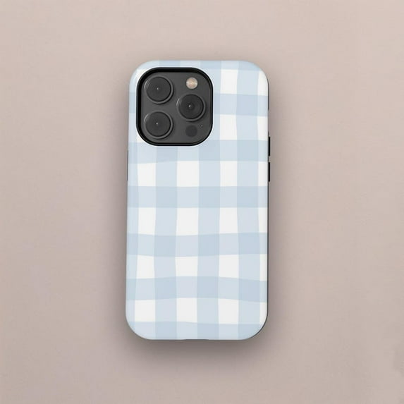 Blue Striped Plaid Retro Aesthetic Collage Design Phone Case with iPhone 17 to 11 Pro Max ...