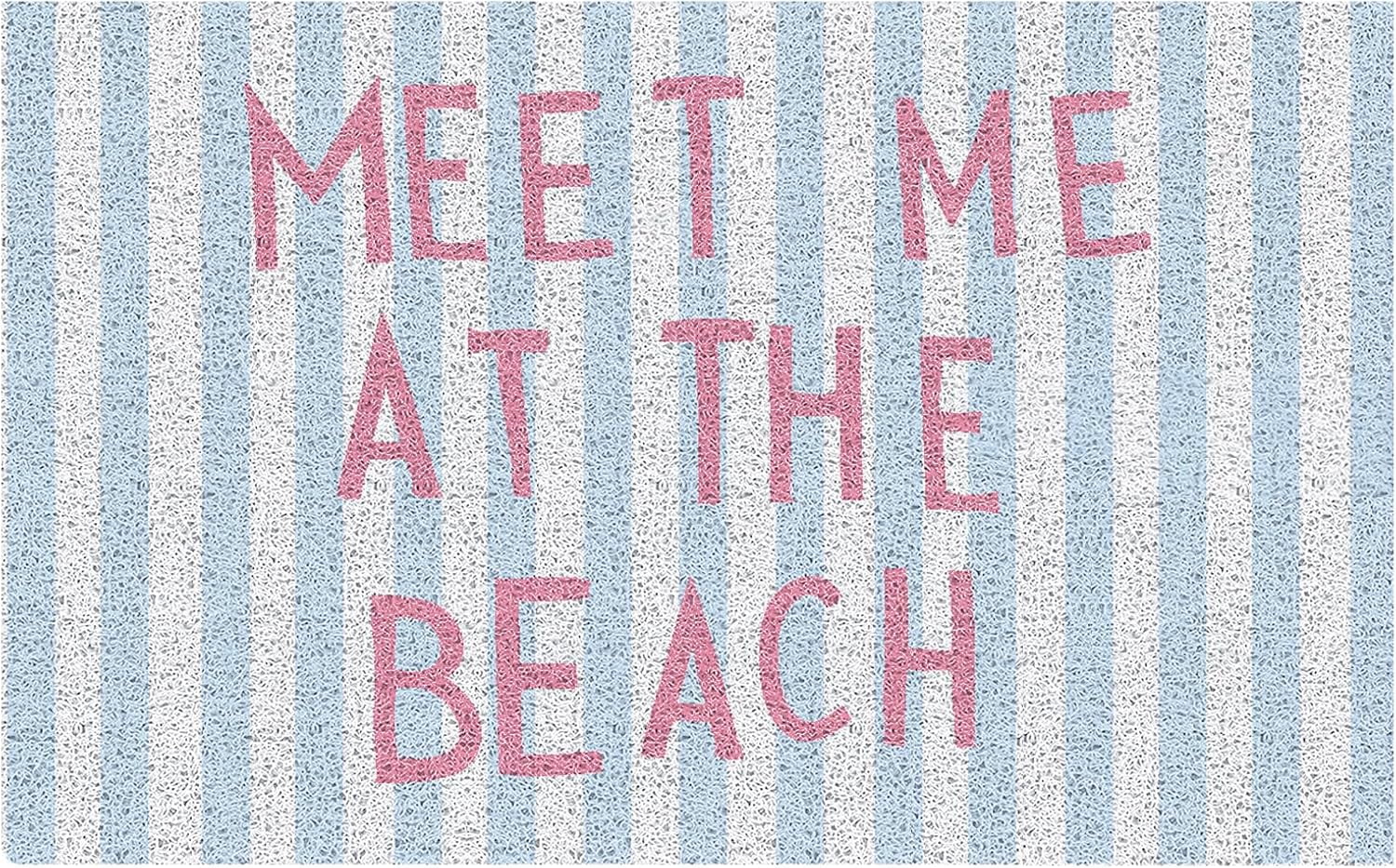 Blue Striped Preppy Beach Door Mat, Meet Me at The Beach Doormat ...