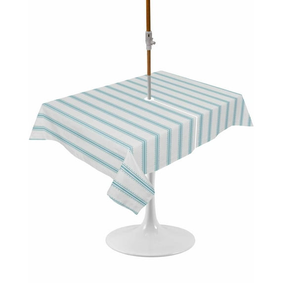 Blue Striped Rectangle Outdoor Tablecloth, Waterproof Table Cloth Cover ...