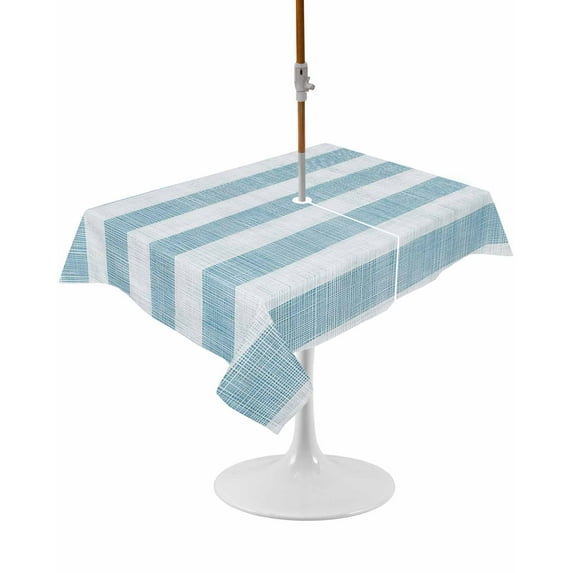 Blue Striped Rectangle Outdoor Tablecloth, Waterproof Table Cloth Cover ...