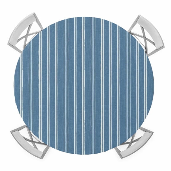 Blue Striped Round Fitted Tablecloth with Elastic Edge, Minimalism ...