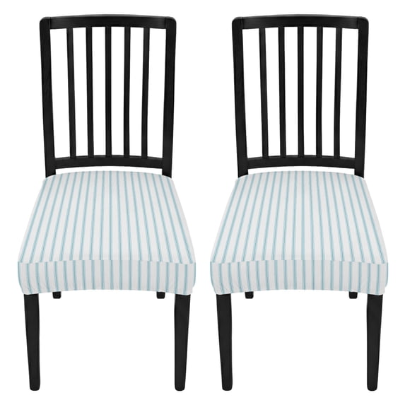 Blue Striped Seat Covers for Dining Room Chairs Set of 2, Blue White ...