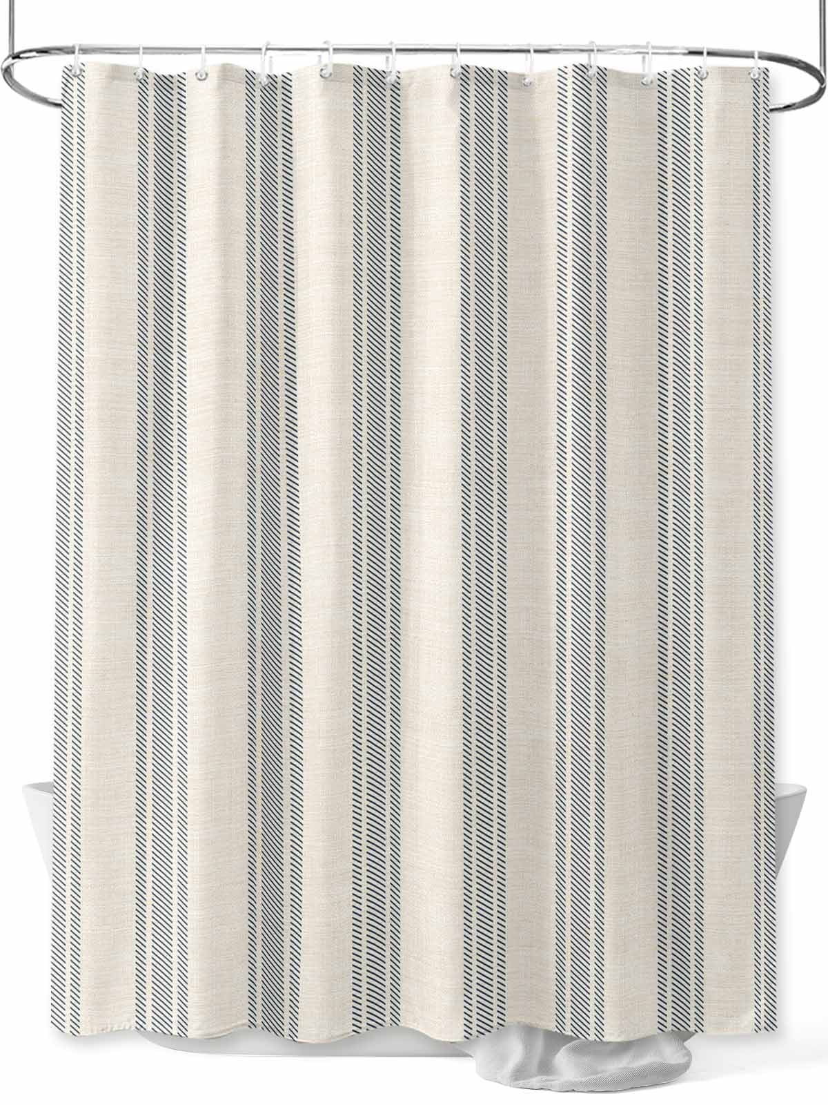 Blue Striped Shower Curtain Set, Waterproof Shower Curtains for ...