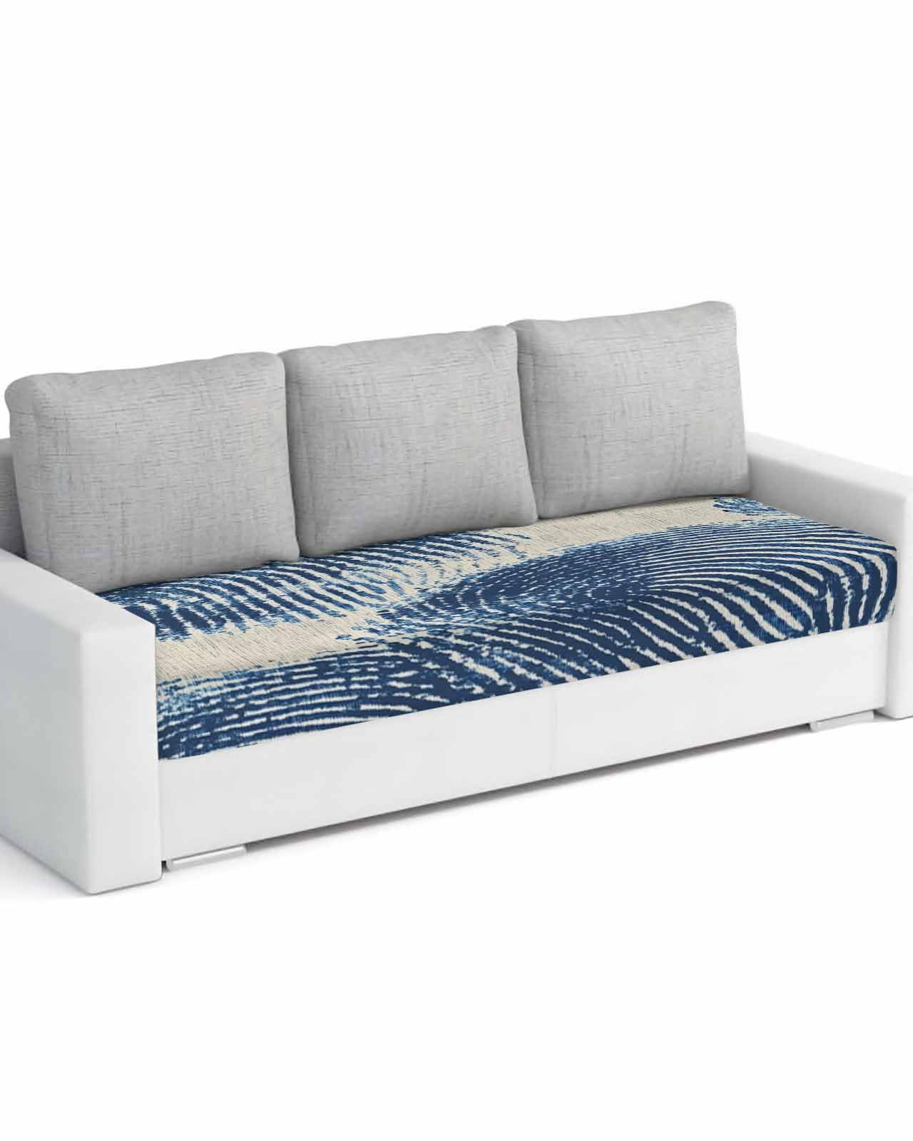 Blue Striped Sofa Couch Cushion Covers Washable, Removable Stretchable ...