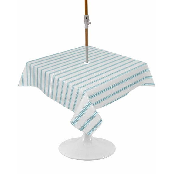 Blue Striped Square Outdoor Tablecloth, Waterproof Table Cloth Cover ...