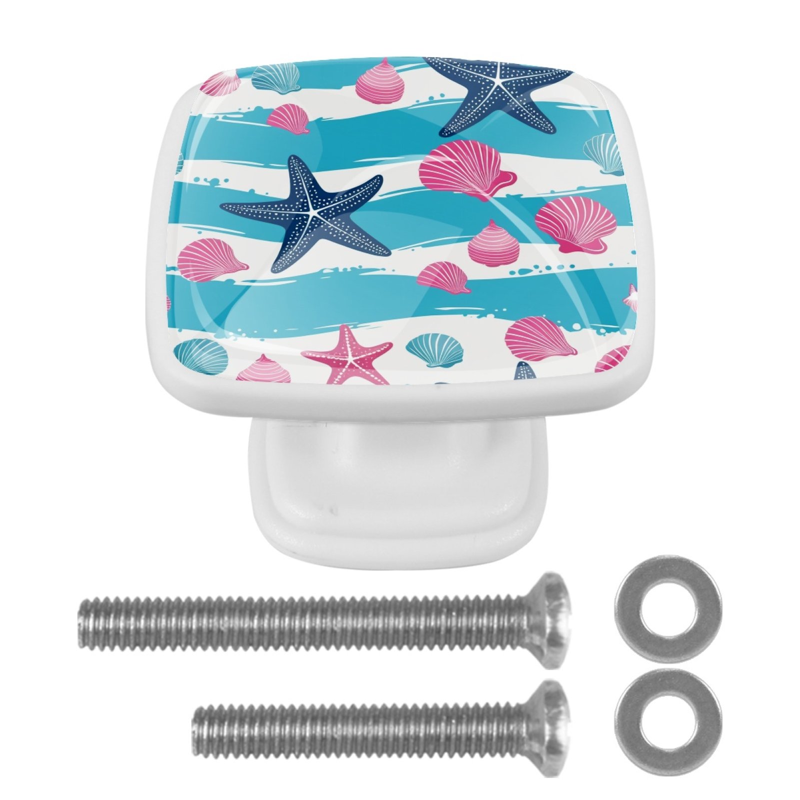 Blue Striped Starfish Shells Cabinets Door and Drawers Knobs Pulls ...