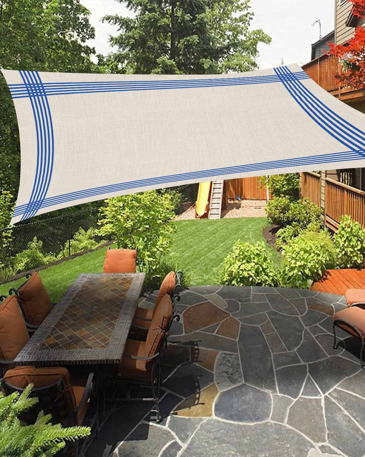 Blue Striped Sun Shade Sail 6.5'X10' Simple Stripe Vintage Linen ...