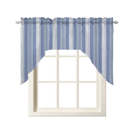 Blue Striped Swag Curtains for Kitchen Farmhouse Stripes Modern ...