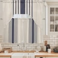 Blue Striped Swag Curtains Valance and Tier Set, Simple Brown Linen ...