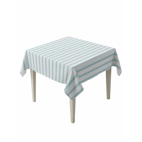 Blue Striped Table Cloth, Blue White Stripes Farmhouse Waterproof ...