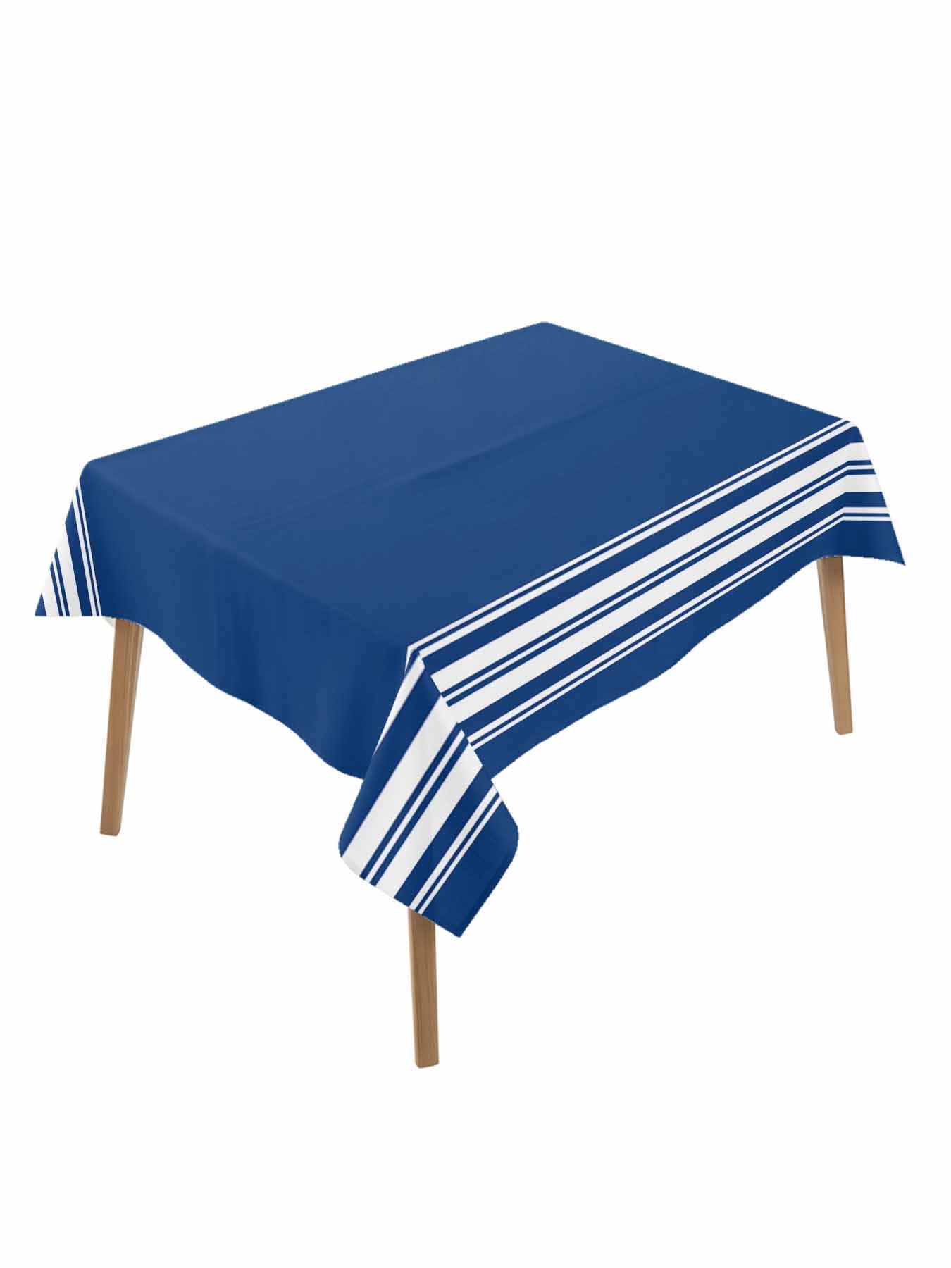 Blue Striped Table Cloth, Farmhouse Blue White Stripes Waterproof ...