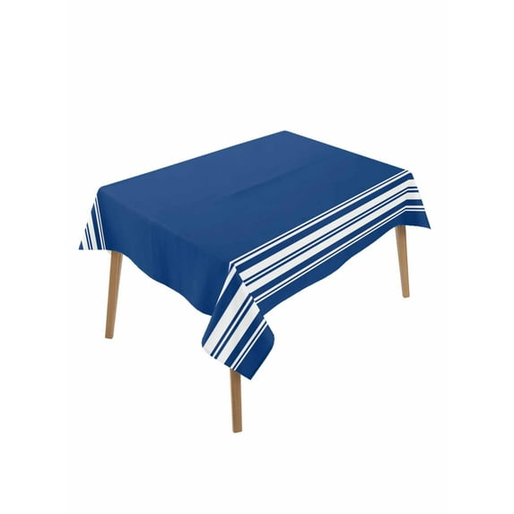 Blue Striped Table Cloth, Farmhouse Blue White Stripes Waterproof ...