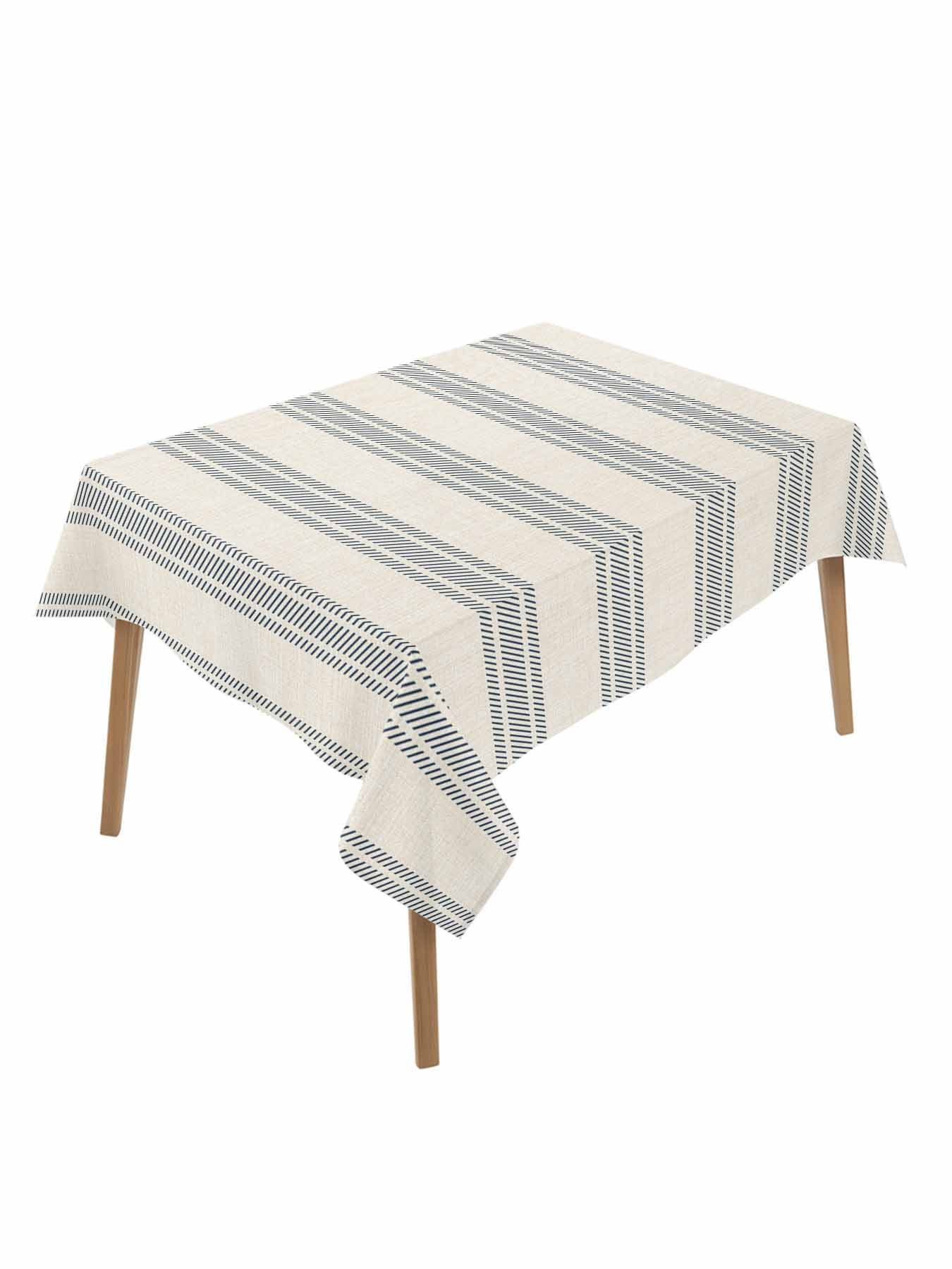 Blue Striped Table Cloth, Modern Farmhouse Stripes Rustic Waterproof ...