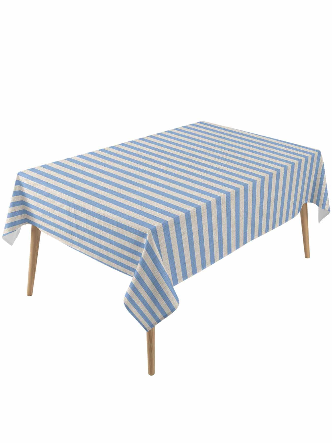 Blue Striped Table Cloth, Modern Simple Farmhouse Beige Vintage ...