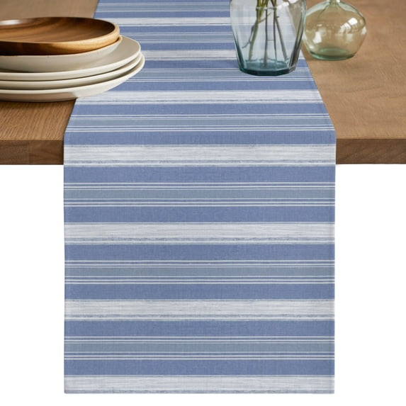 Blue Striped Table Runner 120 Inches Long,Farmhouse Stripes Modern ...
